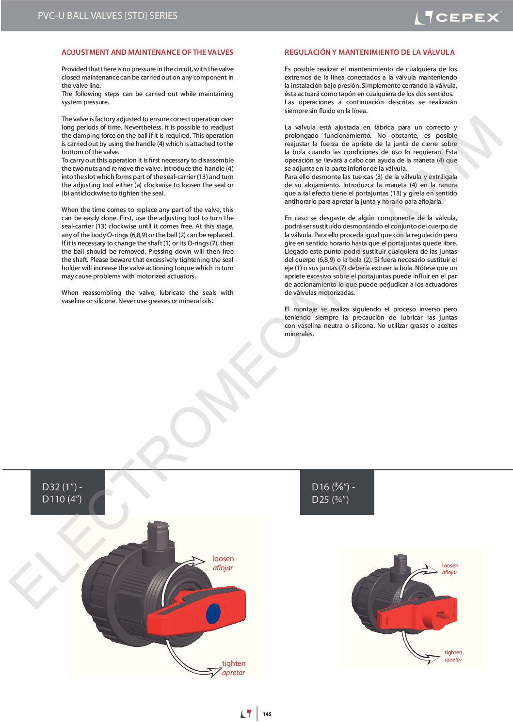 Valvula Esferica PVC Encolar CEPEX PE - EPDM 110 MM ( PN 10 ) - ART ...